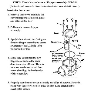 ATIE Upgraded Pool Check Valve Rebuild Kit Compatible with Pentair 263042Z Check Valve Rebuild Kit for 2" Check Valve 263042 ONLY (Not Compatible with Pentair FullFLOXF Check Valves 263060 & 263077)