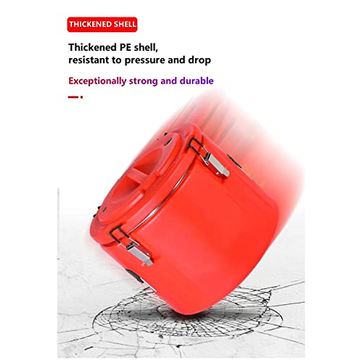 Insulated Soup Pan Carrier Portable Commercial Hot -Cold Hot Box Food Warmer Large Insulation Barrel Cooler Carrier 15Qt 18/8 Stainless Steel Lining with Dust Cover (Red, 13Qt)