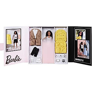 Barbie Signature @BarbieStyle Fully Poseable Fashion Doll (12-in Brunette with Braids) with 2 Tops, Shorts, Skirt, Coat, 2 Pairs of Shoes & Accessories, Gift for Collector