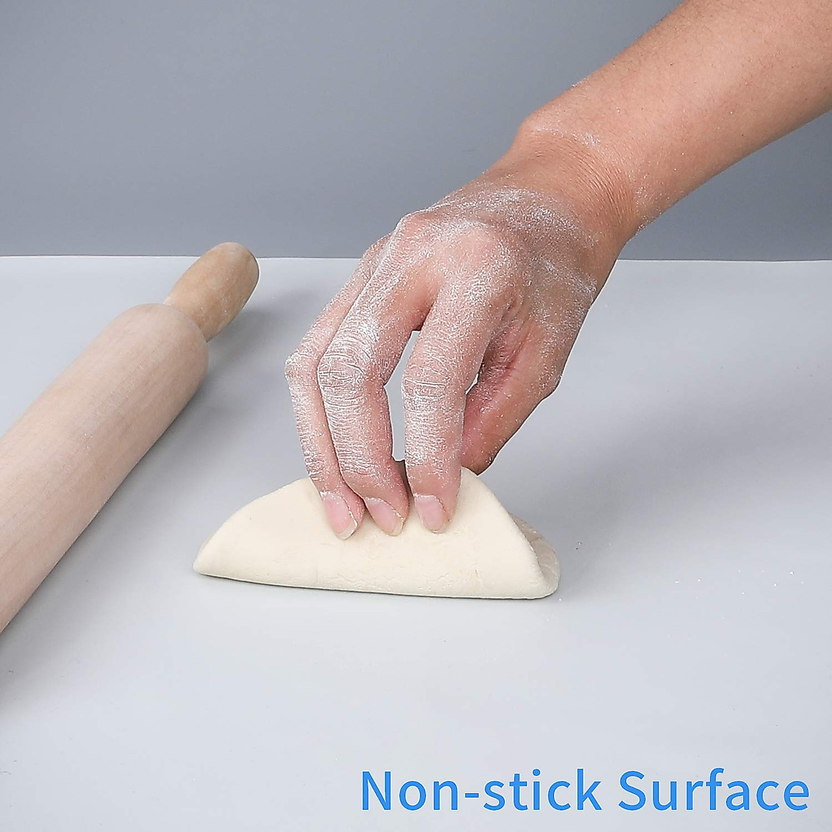 24''x20'' Extra Large Silicone Baking Mat for Dough Rolling Pastry Fondant Mat Nonstick and Nonskid Heat Resistent, Countertop Protector, Dining Table Mat and Placemat (Extra Large Gray 2 Pack)