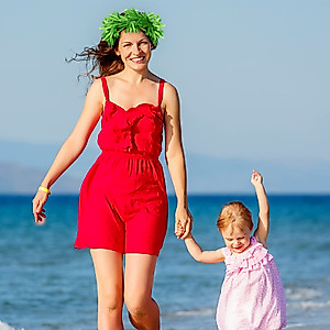 WILLBOND 6 Pieces Tropical Fern Leaf Headband Hawaiian Tropical Leis Headband Knitted Fabric Toga Headwear Leaf Crown