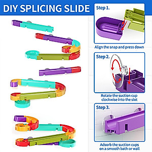 Pupu Pig Baby Bath Toys | Dinosaur Bathtub Toy & DIY Wall Track Building Sets | Tub Toys Water Activity Sensory Bath Toys for Toddlers Babies Preschool Shower Gifts - 23 PCS