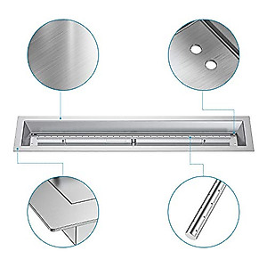 Skyflame Linear Stainless Steel Drop-in Fire Pit Pan and Burner for Indoor/Outdoor, 36 by 6 Inch Burning Area