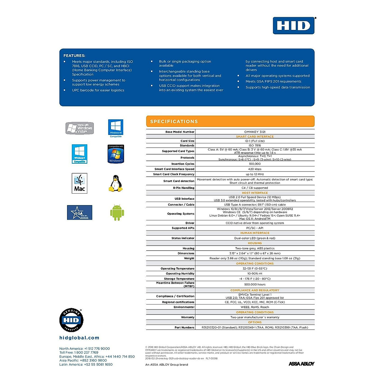 HID OMNIKEY 3121 USB Card Reader