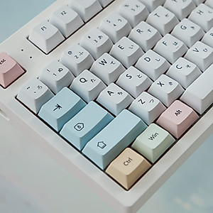 CuXiu Chalk Keycaps 136 Keys PBT Keycap Set for Cherry MX Switches Cherry Profile Japanese Keycaps for Mechanical Keyboard Dye Sub gh60 xd64 xd84 xd96 87 104