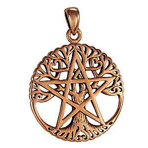 Dryad Design Copper Cut Out Tree Pentacle Pentagram Pendant; 1 Inch Diameter