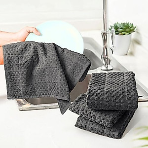 RIANGI Set of 6 Kitchen Towels, 16x26 Inches - Grey Dish Towels for Tea, Drying Dishes, Cotton Cloth Hand Towels for Bar - Gray Dish Towels for Kitchen