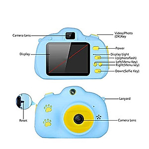 LKYBOA Girls Birthday Gifts Christmas 4 to 6 Years Old Children Digital Camera （Blue ，Pink） (Color : Blue)