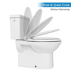 Toilet Seat, Elongated Toilet Seat with Toddler Seat Built in, Potty Training Toilet Seat Elongated Fits Both Adult and Child, with Slow Close and Magnets- Elongated