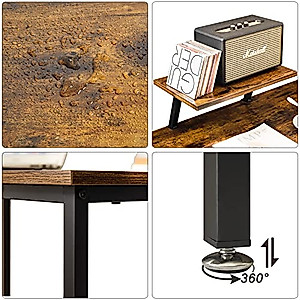 IBUYKE Industrial 53-Inch L-Shaped Computer Desk with Monitor Stand, Large Modern Corner Desk, Study Writing Workstation for Home Office, Space-Saving Gaming Table, Easy Assembly UTMJ052H