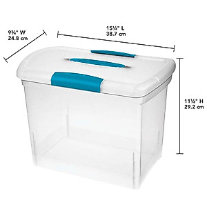 Sterilite Large Nesting ShowOffs, Stackable Small Storage Bin with Latching Lid and Handle, Plastic Container to Organize Office Files, Clear, 18-Pack