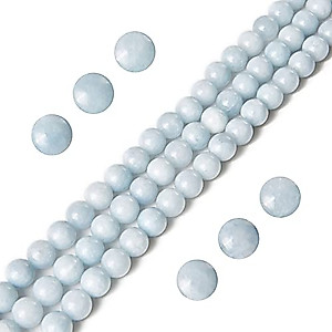 60pcs 6mm Aquamarine Beads Natural Gemstone Beads Round Loose Beads for Jewelry Making