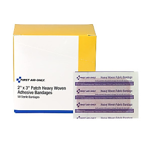 First Aid Only 1-750 Heavy Woven Fabric Adhesive Bandages, 2" x 3" Extra Large, 50 Count