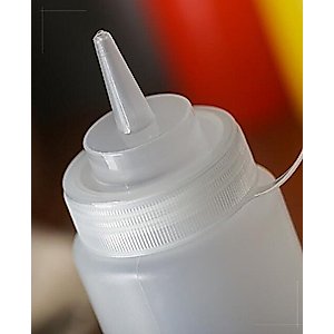 3PCS 12oz/360ML Empty Refillable Squeeze Sauce Condiment Bottles Food Grade Mustard Storage Container Jar Pot with Twist on Cap Lids for Ketchup Mayo Vinegar Cream Honey Salad Dressing(Color Random)