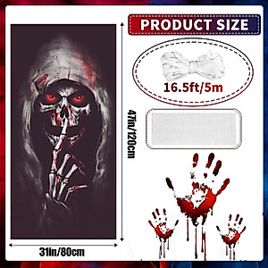 FOIMAS Halloween Window Cover Prop Poster Bloody Skeleton Window Banner Decoration for Halloween Party Home Decoration Photo Props