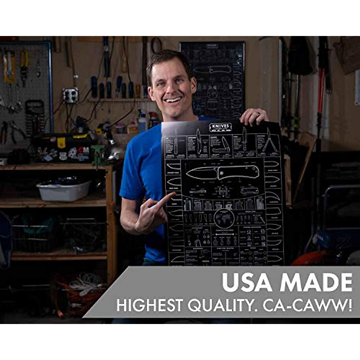 Knafs - Pocket Knife Poster - Guide to Knives - 18x24 inch – Blackout Edition Wall Art