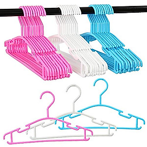 Plastic Children's Hangers Baby Hangers Kids Toddler's Clothes Suit Coat Hangers Wardrobe Dress Holders Hooks (10Pcs, White)