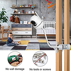 Baby Monitor Mount Compatible with HelloBaby HB65/HB66/HB248,ANMEATE SM935E Baby Monitor Camera 15.7 inches Flexible Clip Clamp Mount Long Gooseneck Arm, Baby Monitors Holder Without Tools