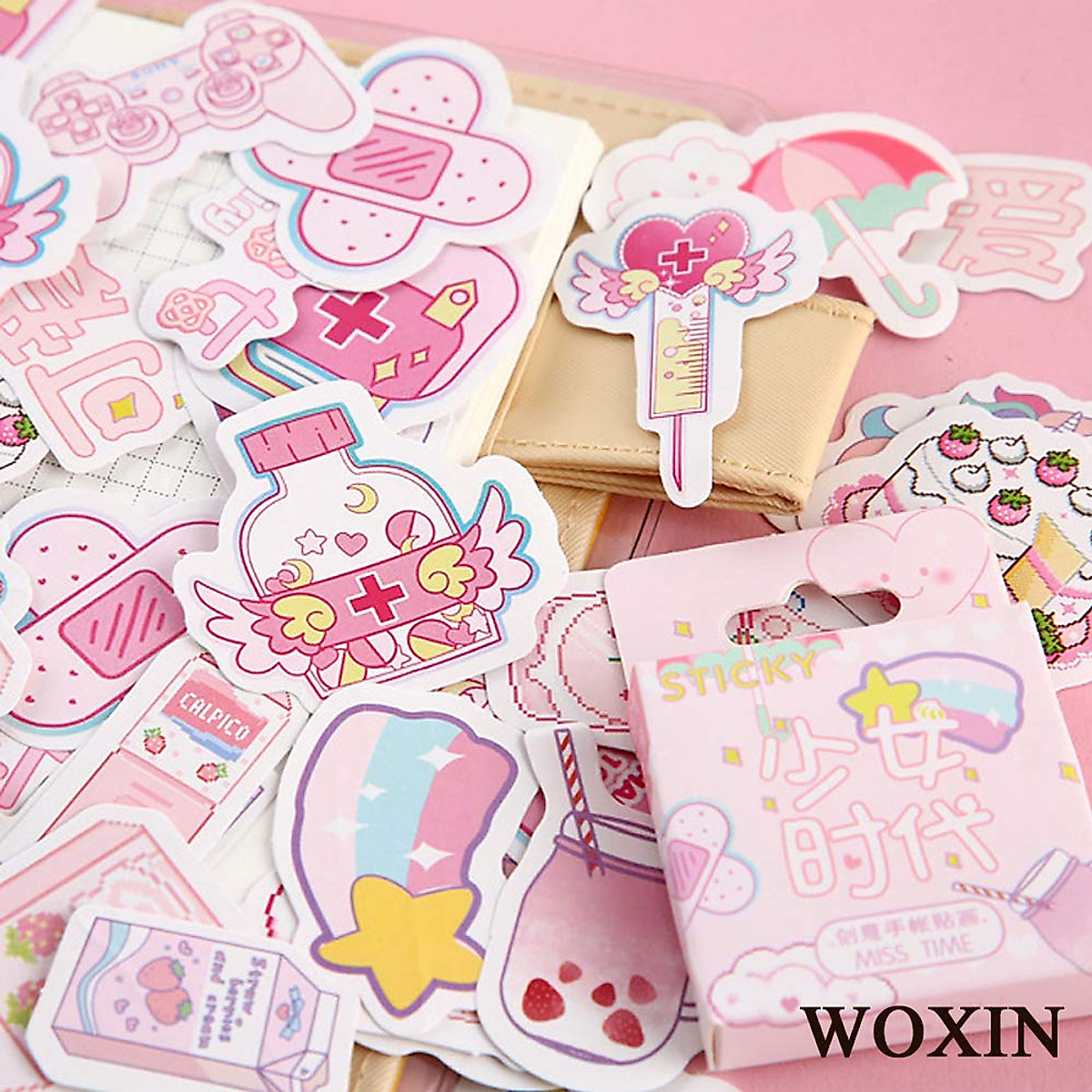WOXIN Kawaii Sticker Set for Teens/Grils Waterproof Vinyl Stickers (6 Set, 400 Pieces)