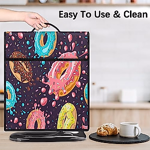 DXTKWL Pink Donut Chocolate Theme Coffee Maker Cover Dust protection,Cute Coffee Machine Cover with Pockets and Top Handle， Easy Clean 14.6 * 11.2 * 17inch
