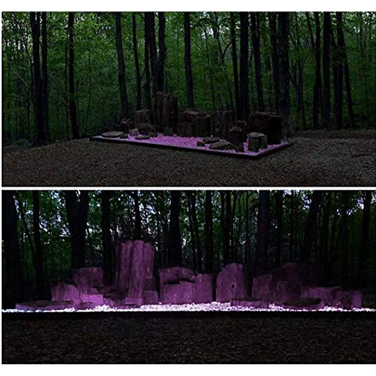 Ebliiny 500Pcs Glow Stone Glowing in The Dark Pebbles Outdoor Decor Fish Tank Gravel Rocks Decoration (Pink in Daytime, Purple in The Dark)