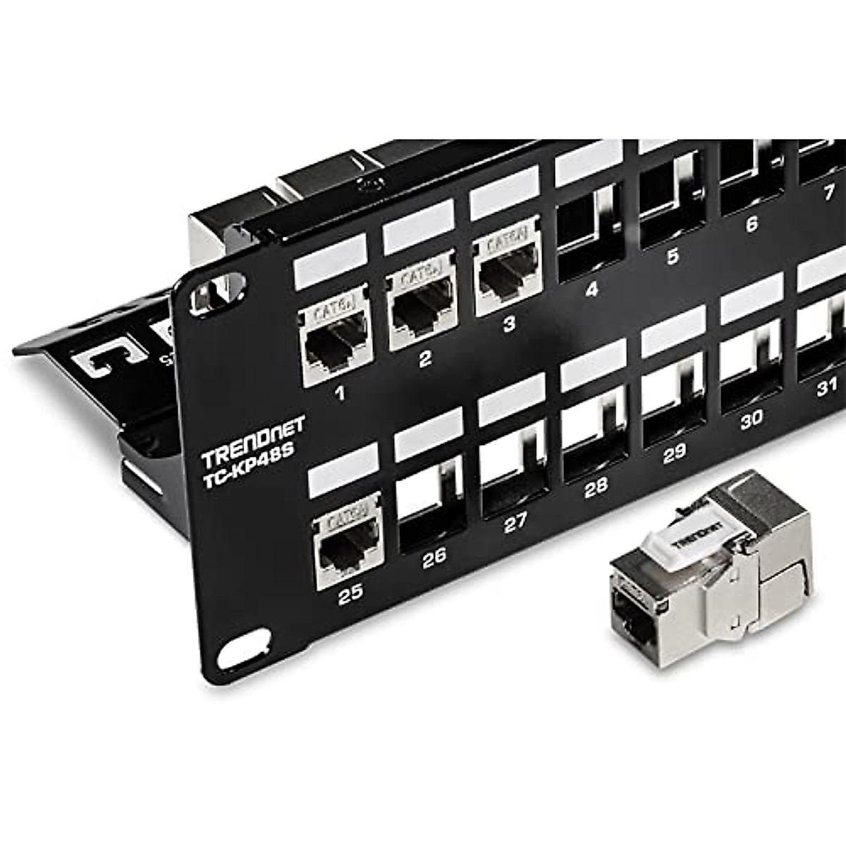 TRENDnet 48-Port Blank Keystone Shielded 2U HD Patch Panel, TC-KP48S, 2U 19” Metal Rackmount Housing, Network Management Panel, Recommended with TC-K06C6A Cat6A Keystone Jacks (Sold Separately)