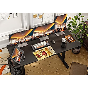 Claiks Electric Standing Desk, Adjustable Height Stand up Desk, 55x24 Inches Sit Stand Home Office Desk with Splice Board, Black Frame/Black Top