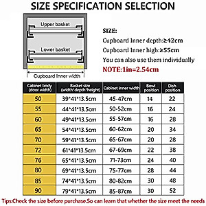 Pull Out Cabinet Drawer Organizer 2-Tier 304 Stainless Steel Wire Basket Pull Out Shelf Storage Organizer Heavy Duty Telescopic Shelving Slide Out Storage for Kitchen Base Cabinet, Cupboard, Pantry (B