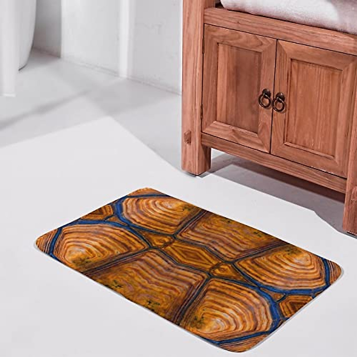 Turtle Carapace Bathroom Rug Mat, Extra Soft and Absorbent Microfiber Bath Rugs, Non-Slip Plush Bath Carpet, Bath Mats for Bathroom Floor, Tub and Shower 16x24 Inches