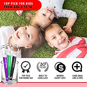 CATACC PRO 3 Pack Metal Tongue Scraper for Kids, Durable Stainless Steel Tongue Scraper Cleaner for Adults - with Travel Case