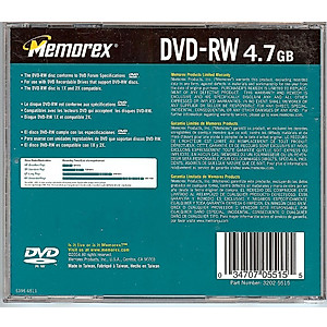 Memorex DVD-RW 4.7 GB data 1X - 2X or 120 minute video