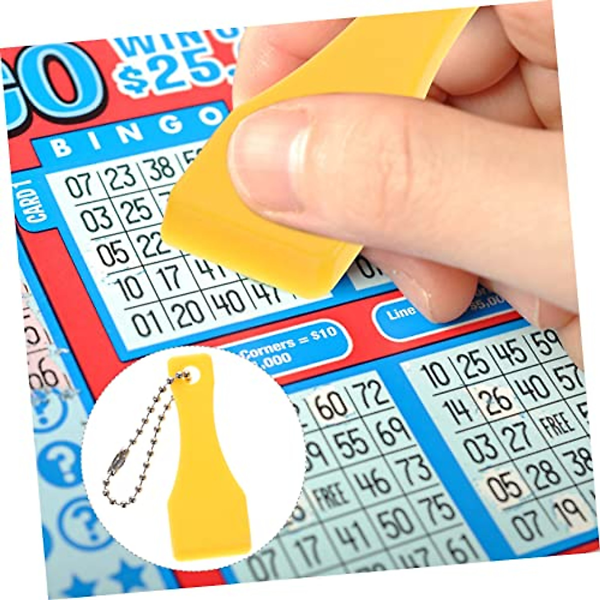 SEWOART 50 Pcs Scraper Scratcher Keychain Tool Scratching Tools Ticket Scratcher Tools Label Scraper Tool Stickers Label Scratcher Ticket Card Labels Yellow Plastic