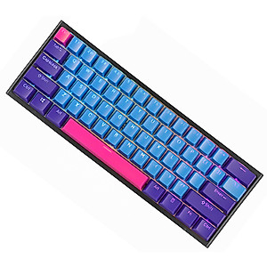 61 Mini Mechanical Keyboard,BOYI Mini RGB PBT Keycap Cherry MX Switch 60% Compact RGB Mechanical Gaming Keyboard (Cherry MX Blue Switch, Deep Blue+Purple)