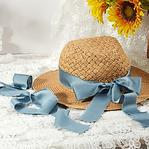 Keypan Dusty Blue Silk Ribbon, Satin Chiffon Frayed Fabric Ribbons for Gift Wrapping Crafts Flower Bouquets Wedding Invitation Decor Baby Shower 1-1/2 inch x 21 Yd