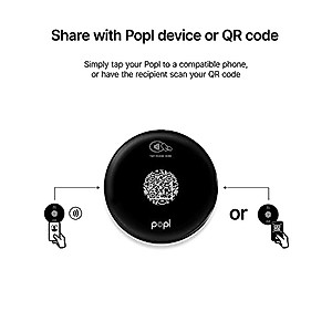 Popl XL Large 4" NFC Business Card Tap Sign Sticker - Instantly Share Contact Info, Social Media, Payment, Apps & More - Compatible with iPhone and Android - Features NFC Tap & QR Scan (Black)