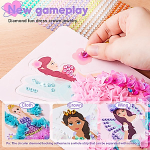 MIROLA KIDS 4 in 1 Fashion Design Book for Girls, Fairy Theme Puzzle Puncture Painting with Poking, Diamond, Watercolor Painting, Stickers, Dress-up Activity Book, Craft Kit for Age 4-12