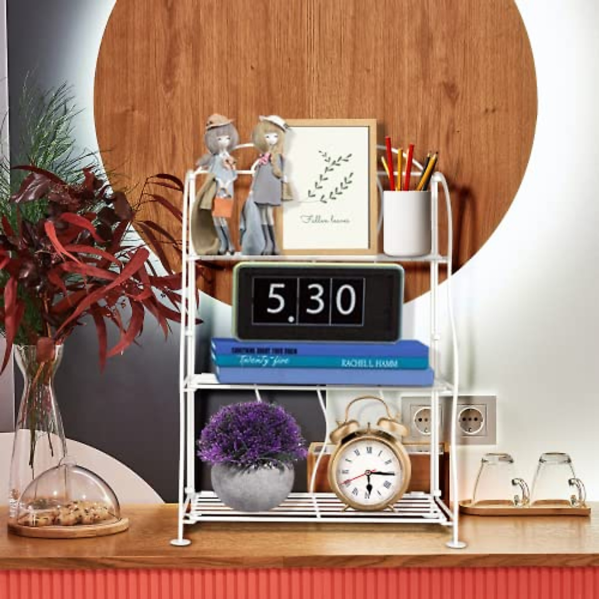 TOBEFORT Spice Rack Organizer for Cabinet, 3-Tier Expandable Countertop Seasoning Rack, Bottle Organizer and Storage for Bathroom Home Kitchen Pantry and Office, Metal, White