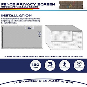 Windscreen4less Fence Privacy Screen 6' x 18', Brown, Heavy Duty Privacy Fencing, Commercial Grade 180 GSM, 95% Privacy Blockage, Mesh Fabric with Brass Gromment - Customized