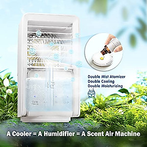 Portable Air Conditioners, USB Personal Evaporative Air Cooler with 12H Timer, 3 Wind Speeds 7 Colors Light, Touch Screen Desktop Cooling Fan with Large Water Tank for Home Room/17