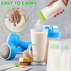 Protein Powder Travel Container Set - Reusable Protein Powder Container to Go - 21Pcs Single Dose Bags & 3Pcs Large Zip Bags - Portable Supplement Storage Container with Funnel, Spoon