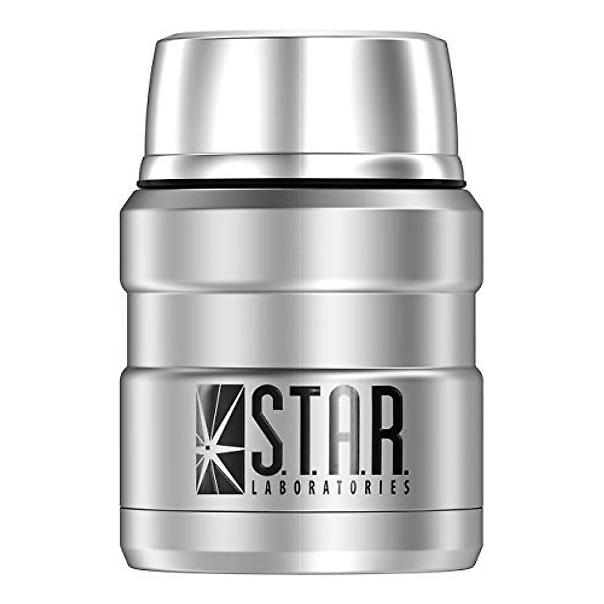 The Flash S.T.A.R. Labs Logo, THERMOS STAINLESS KING Stainless Steel Food Jar with Folding Spoon, Vacuum insulated & Double Wall, 16oz