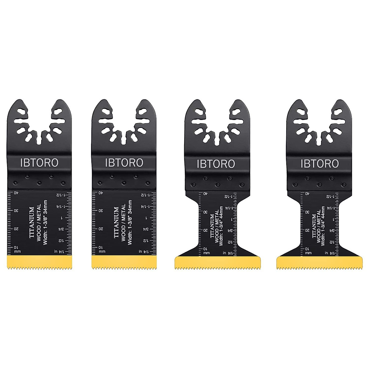 IBTORO 4PCS Titanium Oscillating Multitool Wood Metal Blades Fit Porter Cable Black & Decker Rockwell Ridgid Ryobi Milwaukee Chicago Craftsman