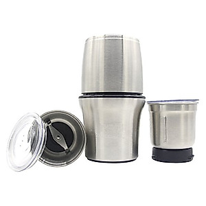 Revel CCM103 Stainless Steel Wet and Dry Coffee/Spice/Chutney Grinder with Two Bowls, Silver