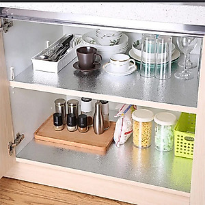 FOCCTS Kitchen Backsplash Wallpaper, Self Adhesive Peel and Stick Wallpaper Aluminum Foil Contact Paper, Oil Proof Waterproof Stove Sticker for Countertop Drawer Liner Shelf Liner 15.7'' x 196''