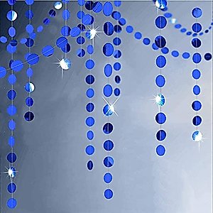 Decor365 Bling Royal Blue Circle Dots Garland Paper Hanging Polk Dot Streamer Party Decoration Bunting Banner Backdrop for Birthday/Wedding/Baby Shower/Graduation/Bridal Shower Party Supplies