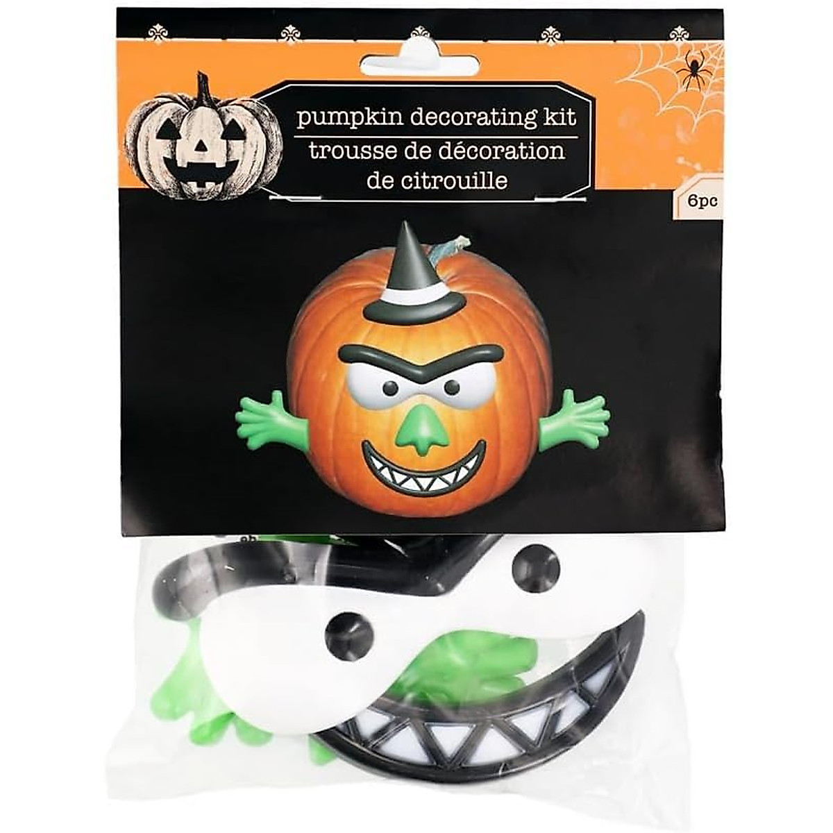 Halloween Plastic Push in Pumpkin Decorating Kits No Carving Kits 1 Set 4 Packs Halloween Pumpkin Faces Push in