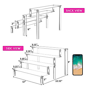 YestBuy Display Shelf Cake Stand – 4 Tier Shelf Cupcake Stand – Multifunctional and Durable Acrylic Stand – Mounting Hardware Included – Ideal for Desserts, Cosmetics, Glassware, Figurines