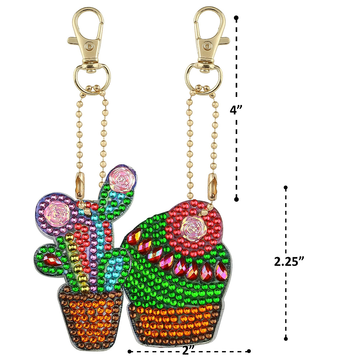 BRASS TACKS KITS FOR CRAFTY KIDS Gem Painting Kit- Make Your Own Keychains- Diamond Art Painting by Numbers (Cactus)