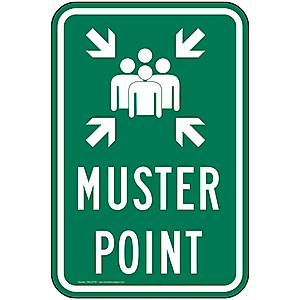 ComplianceSigns.com Muster Point Sign, Reflective Green, 18x12 Inch on 80 mil Aluminum for Emergency Response