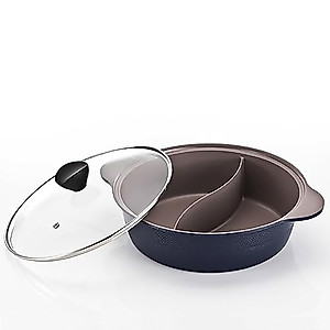 Cookin IH Shabu Shabu Divider Hot Pot, Induction Cooktop, Ceramic Coating, Double Sauce Pot, 11 Inch